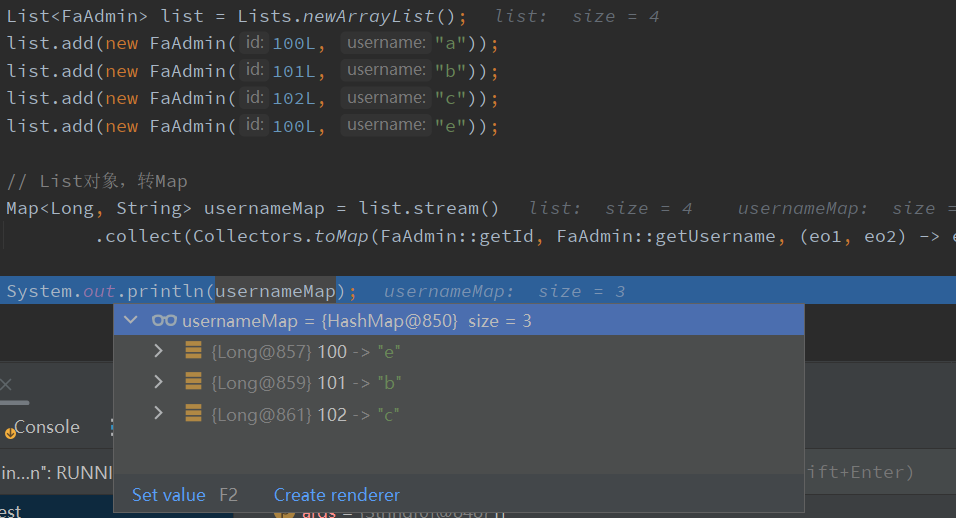 Java Stream List map Map Duplicate Key 100 attempted